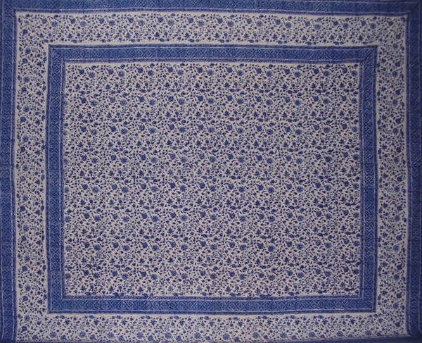Rajasthan Block Print Tapestry Cotton Bedspread 106" x 70" Twin Blue ...