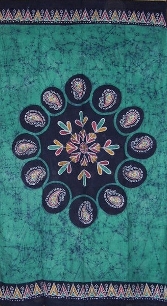 Batik Curtain Drape Panel Cotton 46" x 88" Emerald Green | Full Moon Loom